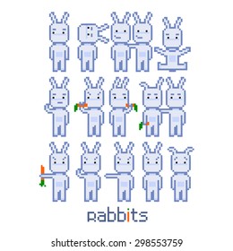 Pixel Set Rabbits 8 Bit Video: ilustración de stock 298553759 ...