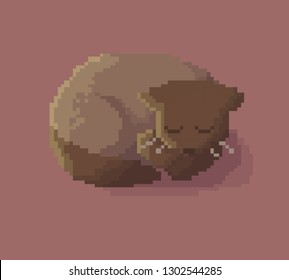 Pixel Sleeping Cat Stock Illustration 1302544285 | Shutterstock