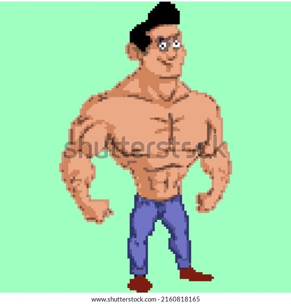 Pixel Work Bodybuilder Showing Muscles Stock Illustration 2160818165 Shutterstock