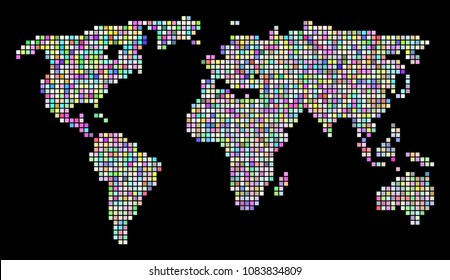 Pixel World Map Raster Geographic Map Stock Illustration 1083834809 ...