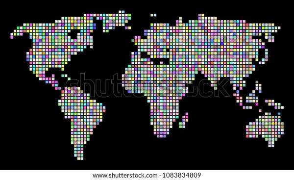 Pixel World Map Raster Geographic Map Stock Illustration 1083834809 ...