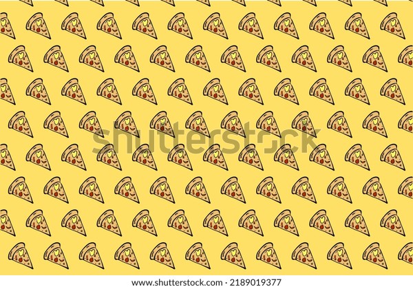 Pizza Pattern Background Isolated Yellow Background Stock Illustration ...