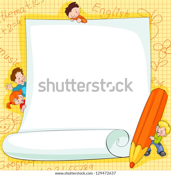 Place Text Frames On School Kids Stock Illustration 129472637