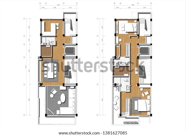 Plan Design Interior Presentation Architecture Stock Illustration ...