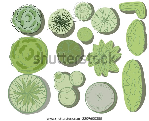 Plan Landscape Bushes Trees Top View Stock Illustration 2209600385 ...