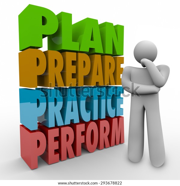 Plan Prepare Practice Perform Words Thinking Stock Illustration 293678822
