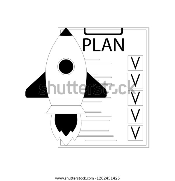 Plan Start Launch Rocket Checklist Development Stock Illustration ...
