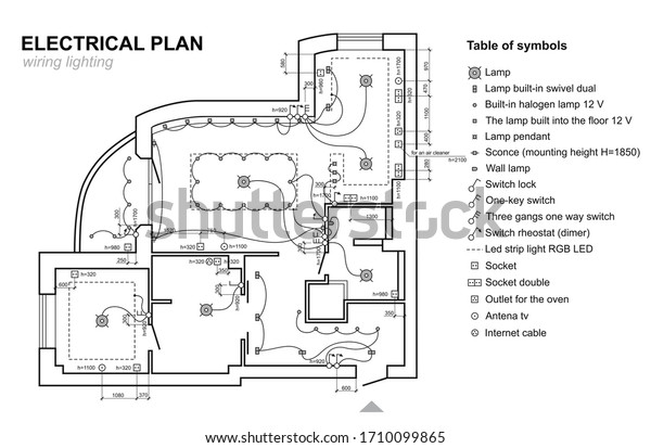 Plan Wiring Lighting Electrical Schematic Interior Stock Illustration ...