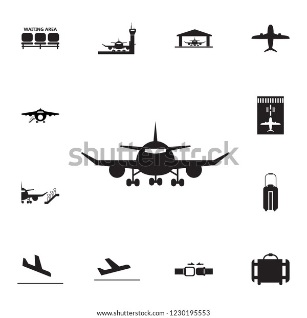 Plane Front View Icon Set Airport Stock Illustration 1230195553 ...