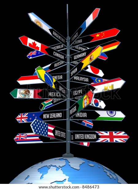 Planet Earth Arrows Indicating Direction Countries Stock Illustration ...