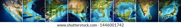 Planet Earth Countries Map Set Elements Stock Illustration 1446001742 ...
