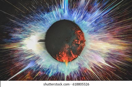 Planet Earth Explode Space3d Illustration 스톡 일러스트 618805526 | Shutterstock