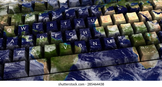 Planet Earth Map Keyboard Elements This Stock Illustration 285464438 ...