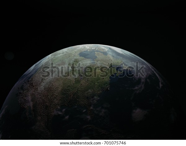 Planet Earth Night View 3d Rendering Stock Illustration 701075746