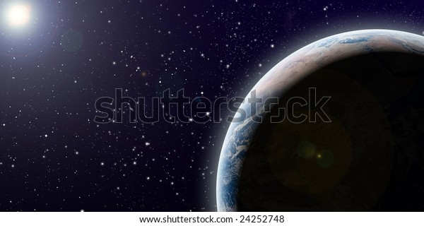 Planet Earth Space Sun Background Stock Illustration 24252748 ...
