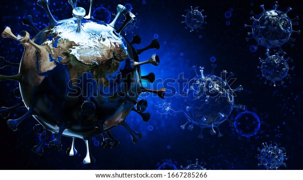 Planet Earth Transforms Virus On Dark Stock Illustration 1667285266