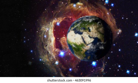 Planet Earth Virtual Reality Background Digital: ilustración de stock ...
