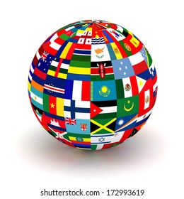 3d Globe Composed By Flags Most Stock Vector (Royalty Free) 301055672