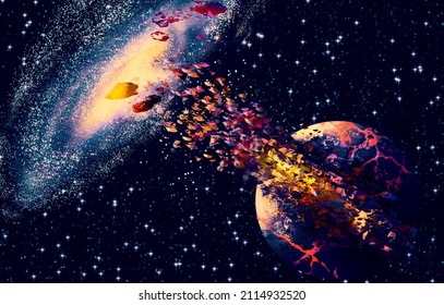 Planet Has Exploded Fragments Swallowed By Stock Illustration ...