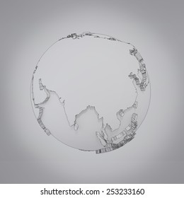Planet On Grey Background High Resolution Stock Illustration 253233160 ...