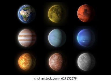 Collection Set Planets Universe Including Mars Foto Stok 1956416086 ...