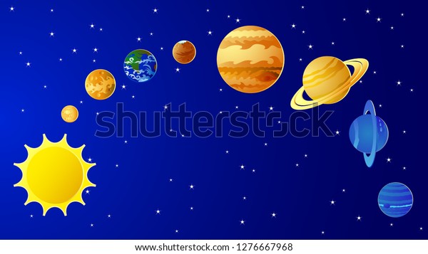 Planets Solar System Line Level Sun Stock Illustration 1276667968 ...