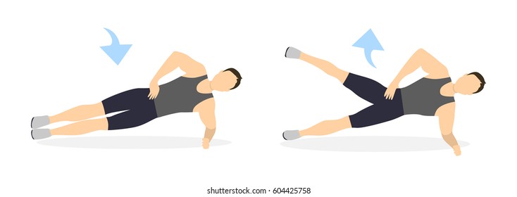 Plank Exercise On White Background Side Stock Vector (Royalty Free ...