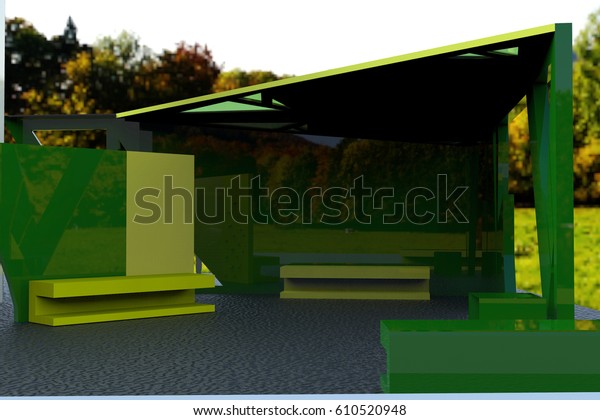 Playground Bench Zone 3d Render Stock Illustration 610520948 | Shutterstock
