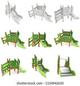 Playground Slide Set 3d Render Isolated Stock Illustration 1154942635 ...