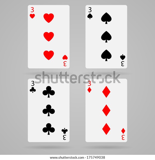 Playing Cards Three Stock Illustration 175749038