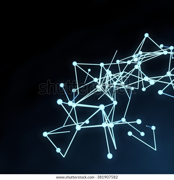 Plexus Abstract Blue Neon Atomic Lattice Stock Illustration 381907582