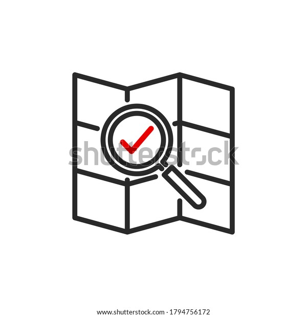 Pointer Cursor Magnifier Glass Outline Flat Stock Illustration ...