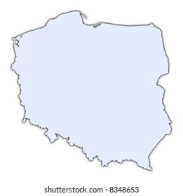 Poland Light Blue Map Shadow High Stock Illustration 8348653 | Shutterstock