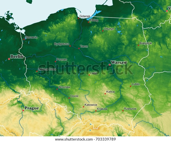 Poland Physical Map Elements This Image Stock Illustration 703339789 ...