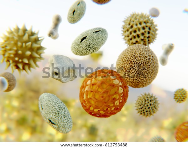 Pollen Grains 3d Rendering Pollen Grains Stock Illustration 612753488