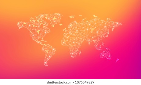 Vector World Map Nodes Linked By: เวกเตอร์สต็อก (ปลอดค่าลิขสิทธิ์ ...