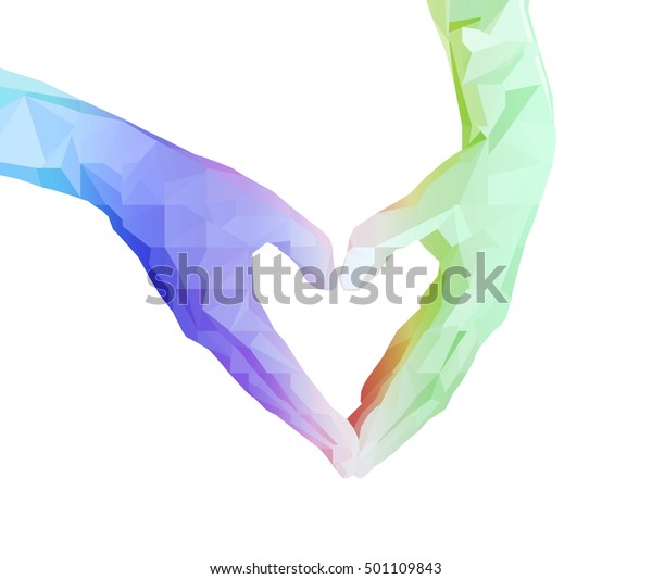 Polygonal Two Hands Folded Form Heart Stock Illustration 501109843 ...
