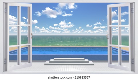 617 Beach scenery open window Images, Stock Photos & Vectors | Shutterstock