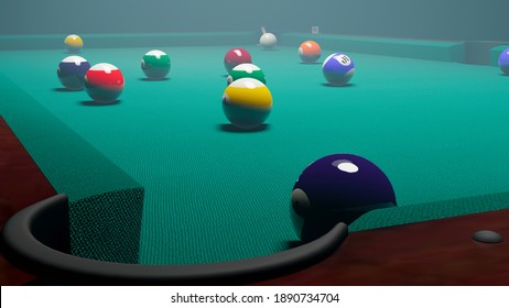 Pool Table Dark Room Visualization 3d Stock Illustration 1890734704 ...