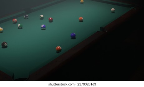 Pool Table Dark Room Visualization 3d Stock Illustration 2170328163 ...