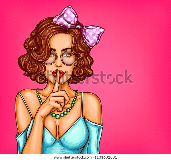 Pop Art Illustration Sexy Girl Holding Stock Illustration 1131632831
