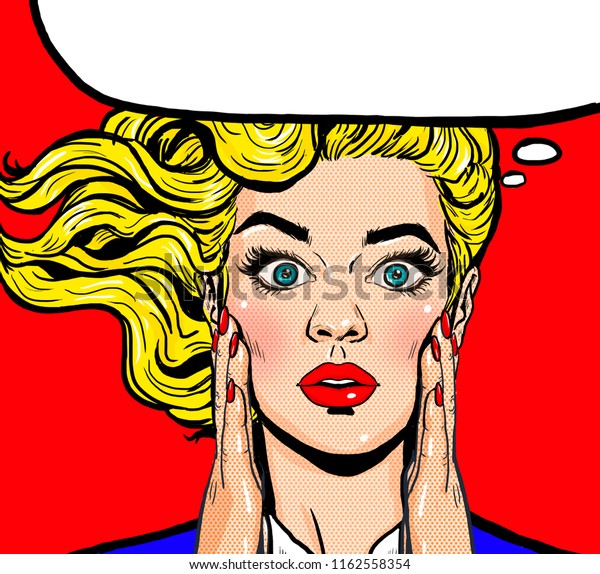 Pop Art Woman Wow Face Holding Stock Illustration 1162558354 Shutterstock