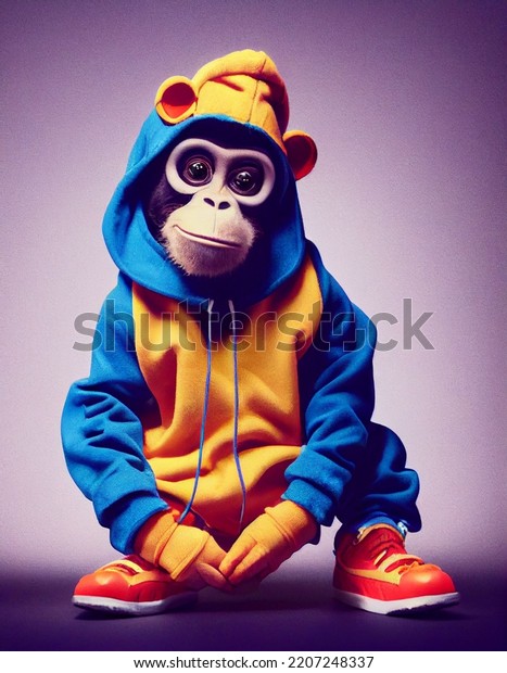 Portrait Cute Cool Monkey Ape Posing Stock Illustration 2207248337 ...