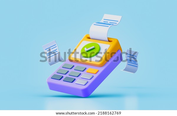 Pos Terminal Sing Checkmark 3d Render Stock Illustration 2188162769 ...
