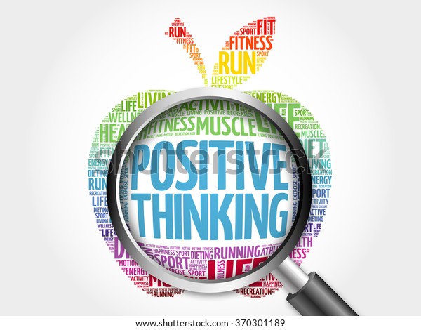 Positive Thinking Apple Word Cloud Magnifying Stock Illustration ...