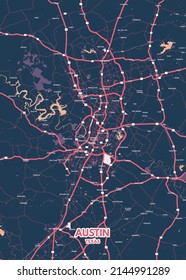 Poster Austin Texas Maproad Map Illustration Stock Illustration ...