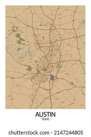 Poster Austin Texas Maproad Map Illustration Stock Illustration ...