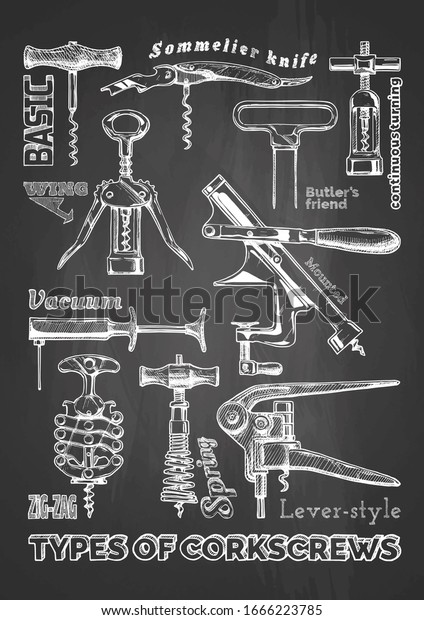 Poster Corkscrews Types Illustration Corkscrew Ink Stock Illustration ...
