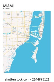 Poster Miami Florida Maproad Map Illustration Stock Illustration ...