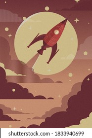 Poster On Space Theme Rocket Stars Stock Illustration 1833940336 ...